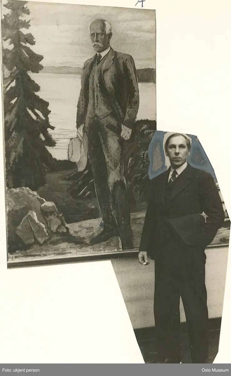 Axel Revold med sitt portrett av Fridtjof Nansen. - Oslo Museum ...