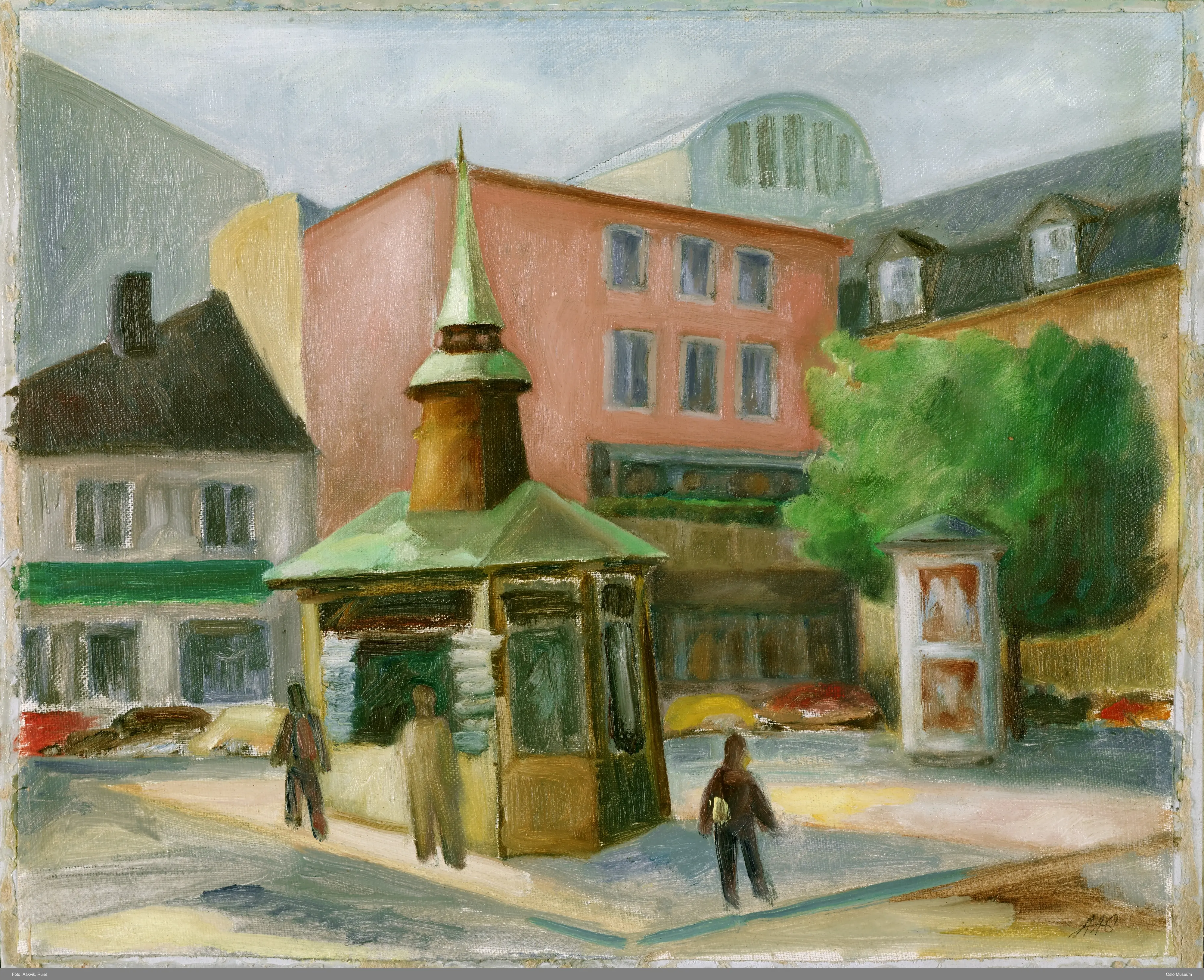 Professor Aschehougs plass [oljemaleri] - Oslo Museum / DigitaltMuseum