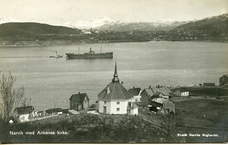Narvik med Ankenes Kirke - Museum Nord / DigitaltMuseum