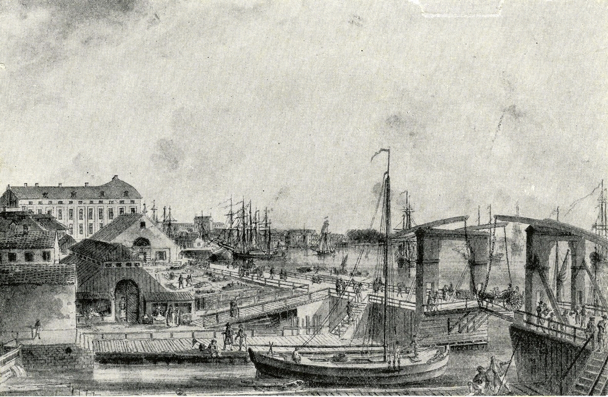 "Blå slussen"/Östra bron/ slutet av 1700-talet. - Sjöhistoriska museet ...