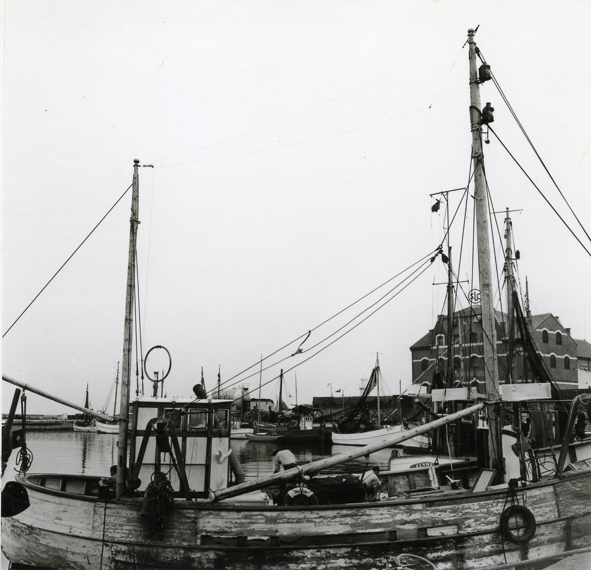 Från Simrishamns hamn, 1953. - Sjöhistoriska museet / DigitaltMuseum