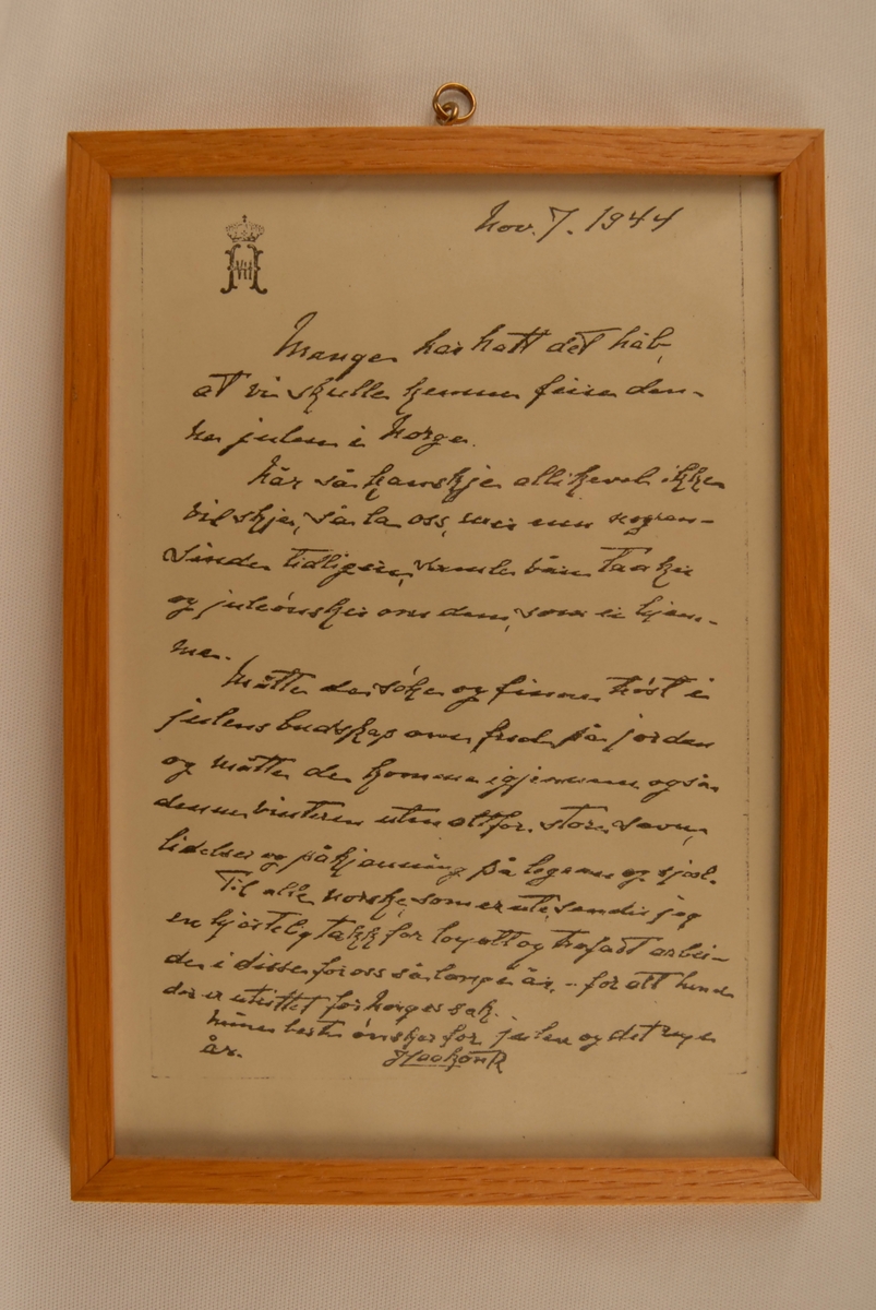 Julebrev fra kong Haakon 1944 - Nordsjøfartmuseet / DigitaltMuseum