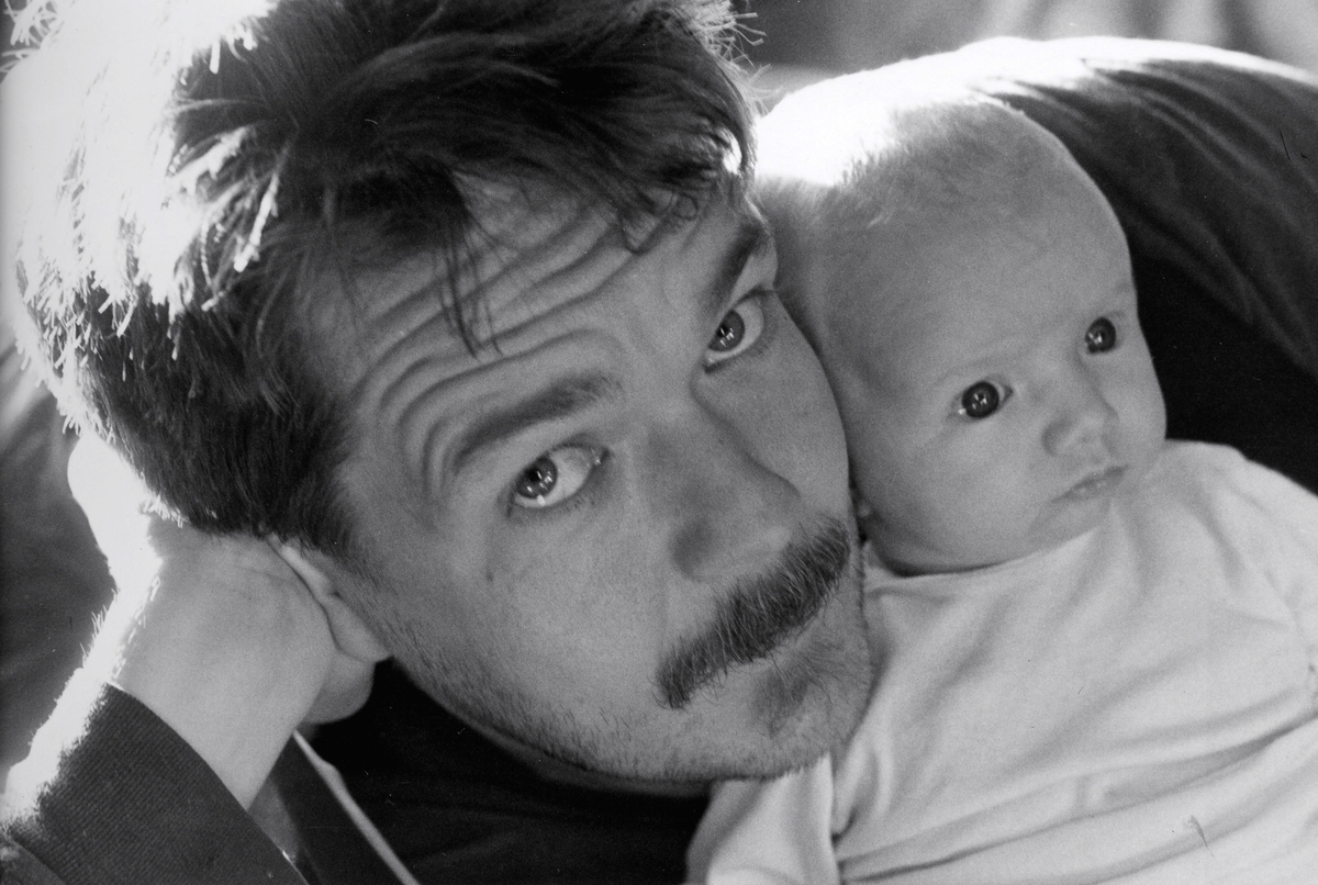 Närbild av Björn Magnus "Manne" Ekman (född 1955) och dottern Emelie ...