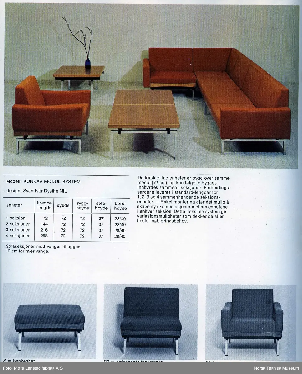 Møbelkatalog,, reklame. Møre lenestolfabrikk AS 1969, Modell Konkav ...