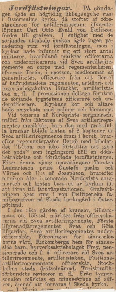 Porträtt av Otto von Feilitzen, major vid Svea artilleriregemente A 1 ...