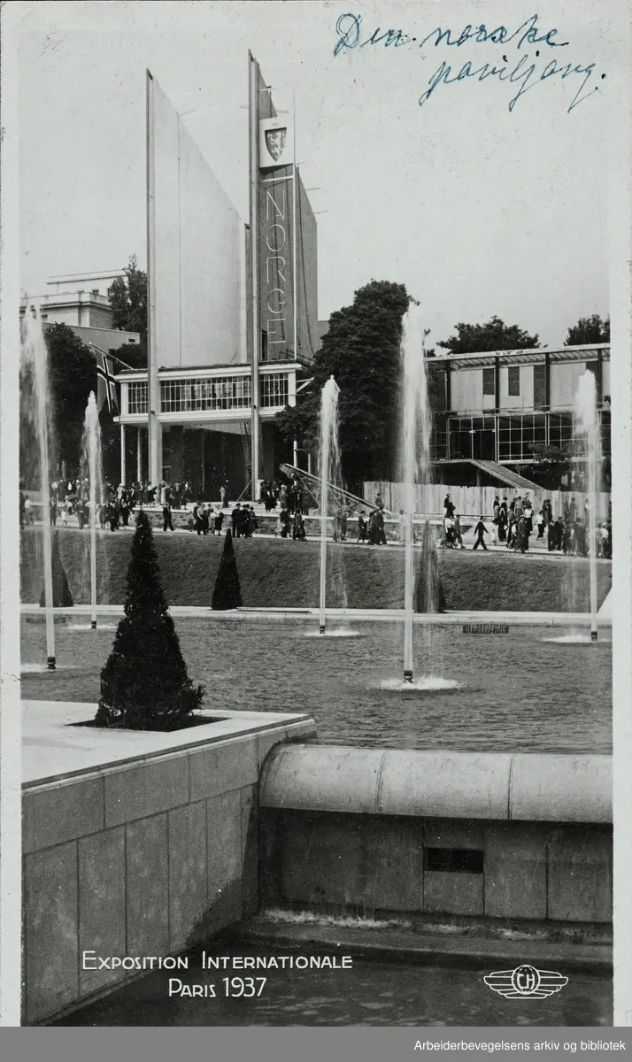 Norges paviljong på Verdensutstillingen i Paris i 1937. Tegnet av ...