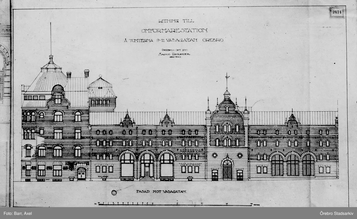 Ritning till omformarstation på Vasagatan, 1910 - Örebro Stadsarkiv ...