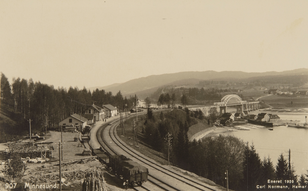 Postkort, Minne stasjon fra 1880, fikk navnet Minnesund stasjon i 1919 ...