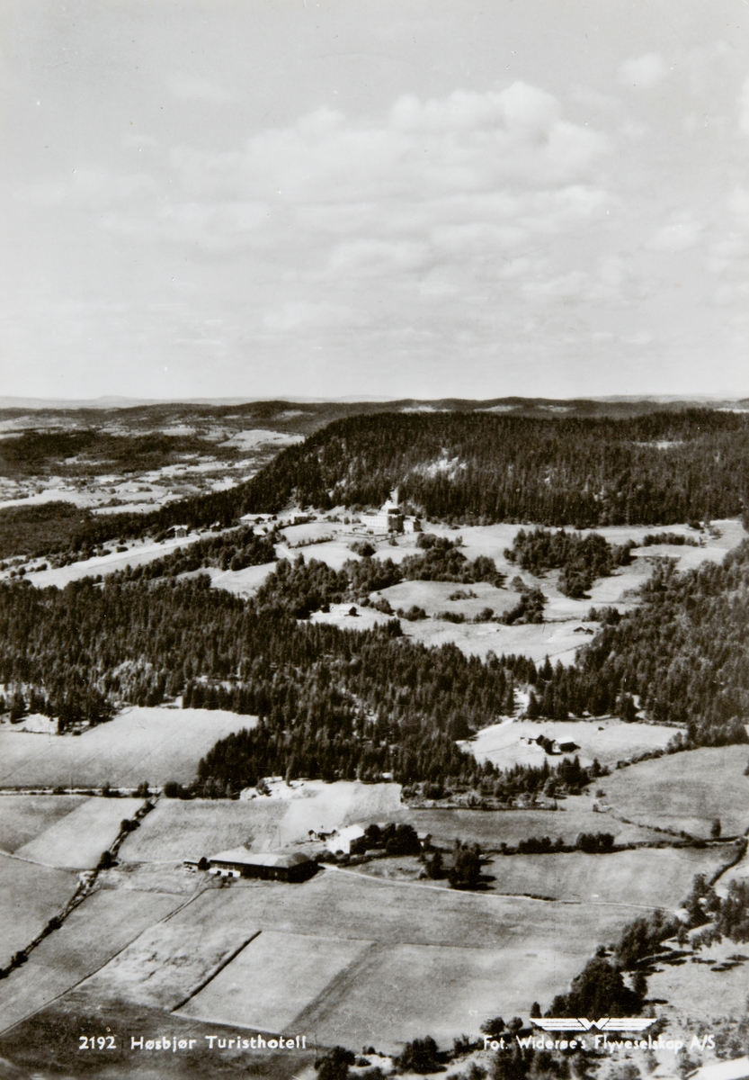 Postkort, Ringsaker, Furnes, Høsbjør Turisthotell, flyfoto, - Anno ...