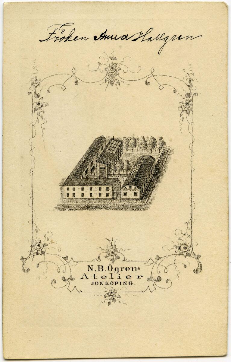 Porträtt på Fröken Anna Hallgren, Bäckalyckan i Jönköping. - Jönköpings ...