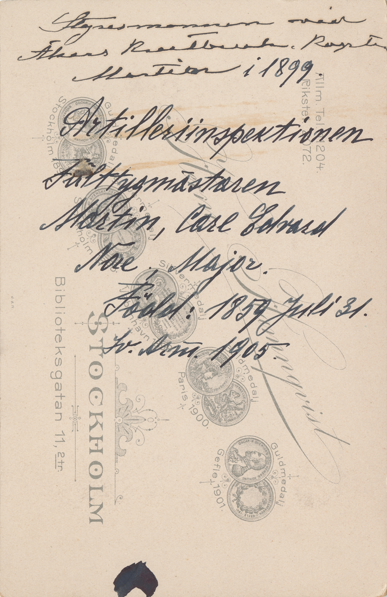 Porträtt av Carl Edvard Nore Martin, kapten vid Smålands ...