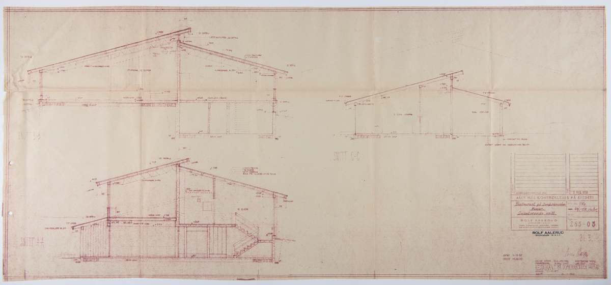Arkitekttegninger av restaurantbygget på Hedmarksmuseet og Domkirkeodden. Restautanten ble åpnet ...