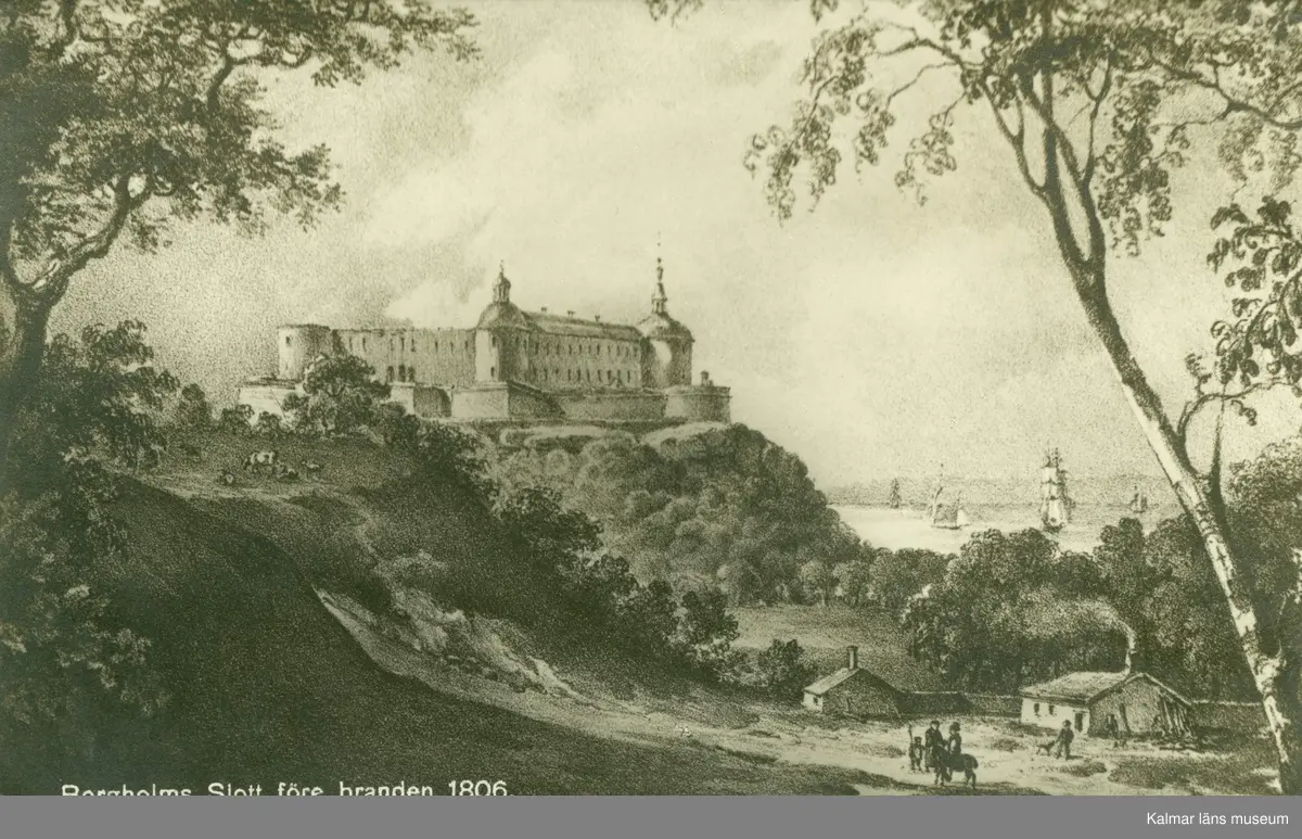 Borgholms slott före branden 1806. - Kalmar läns museum / DigitaltMuseum
