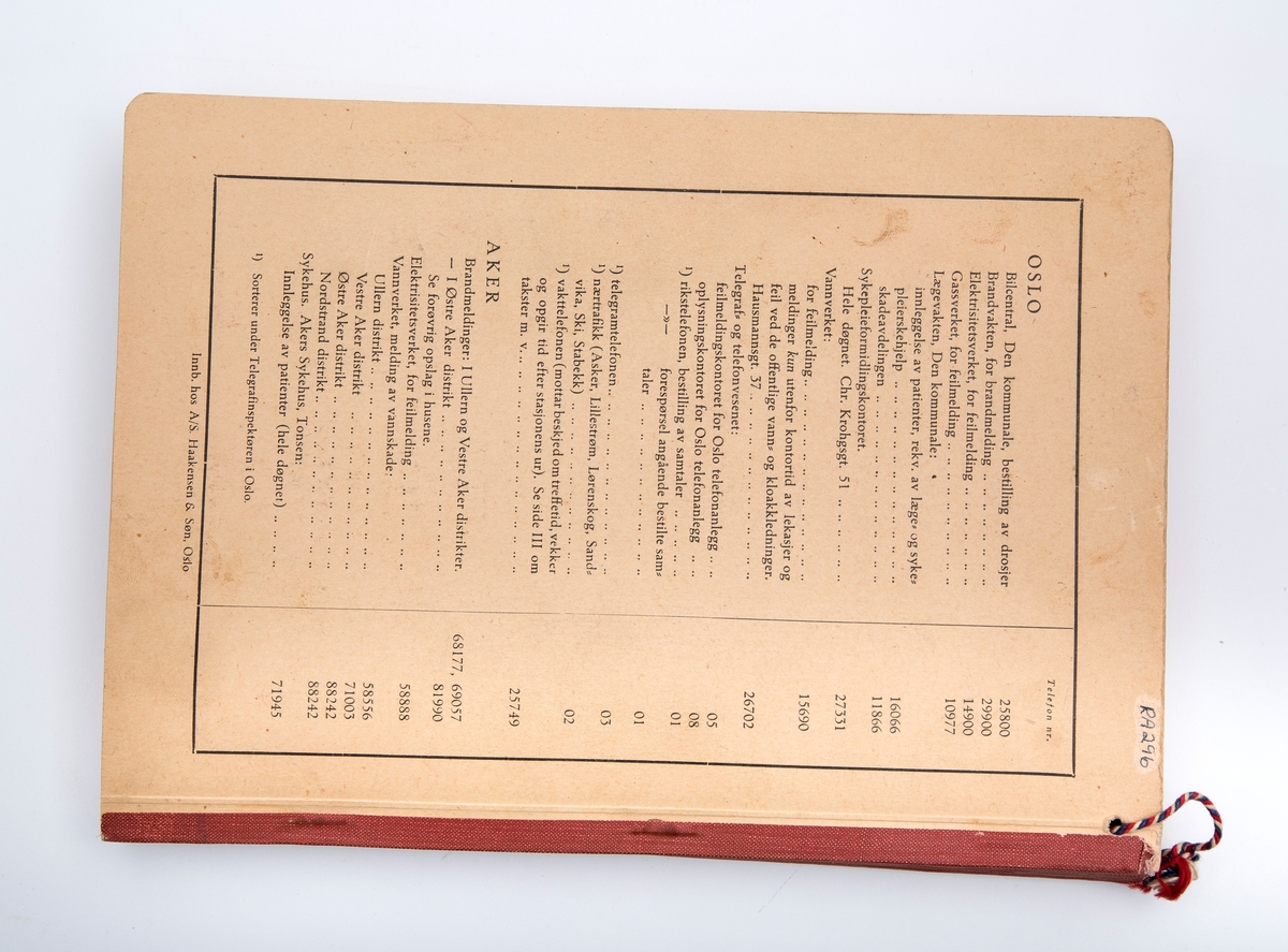 Telefonkatalog - Akershusbasen / DigitaltMuseum
