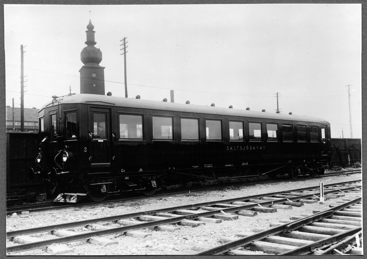 Släpvagn för motorvagn, Stockholm - Saltsjöns Järnväg, SSnJ Co 3, med ...