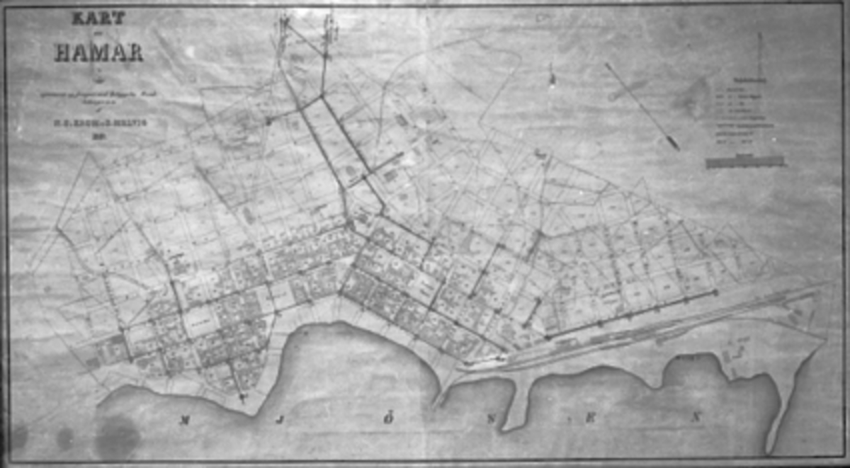 KART, HAMAR 1881 - Anno Domkirkeodden / DigitaltMuseum