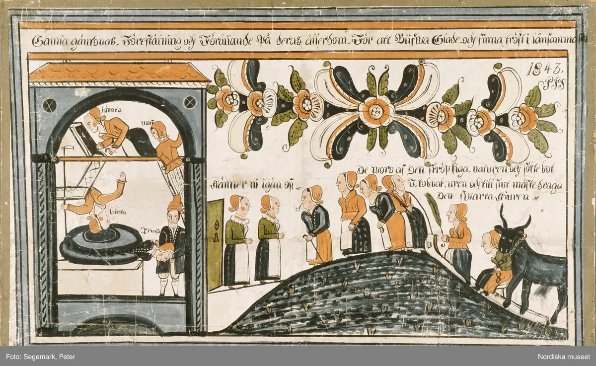 "Kärringkvarnen". Dalmålning av Hjelt Per Persson, 1843. Nm inv nr ...