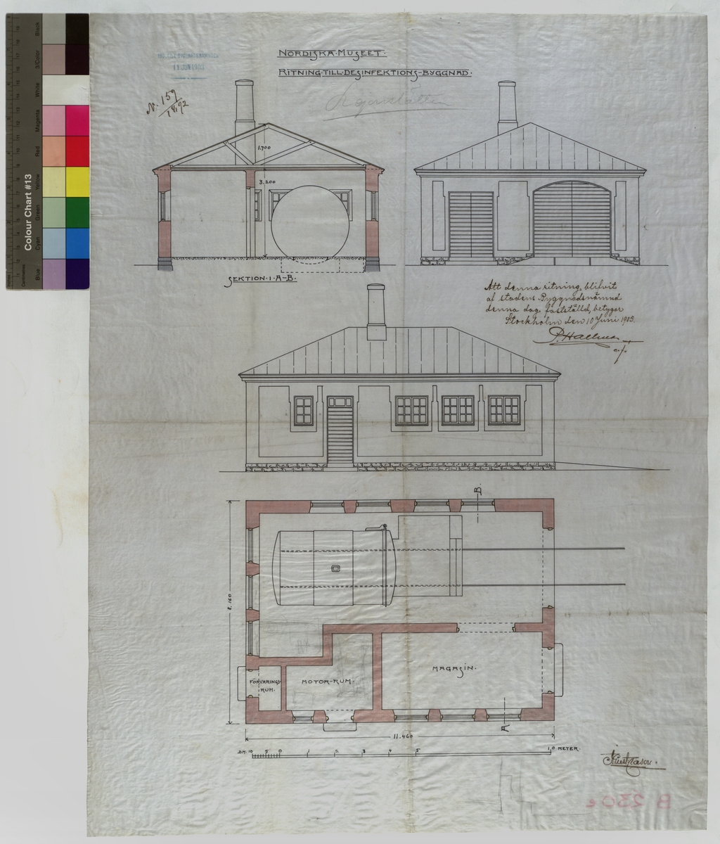 Nordiska Museet. Ritning till desinfektionsbyggnad - Nordiska museet ...