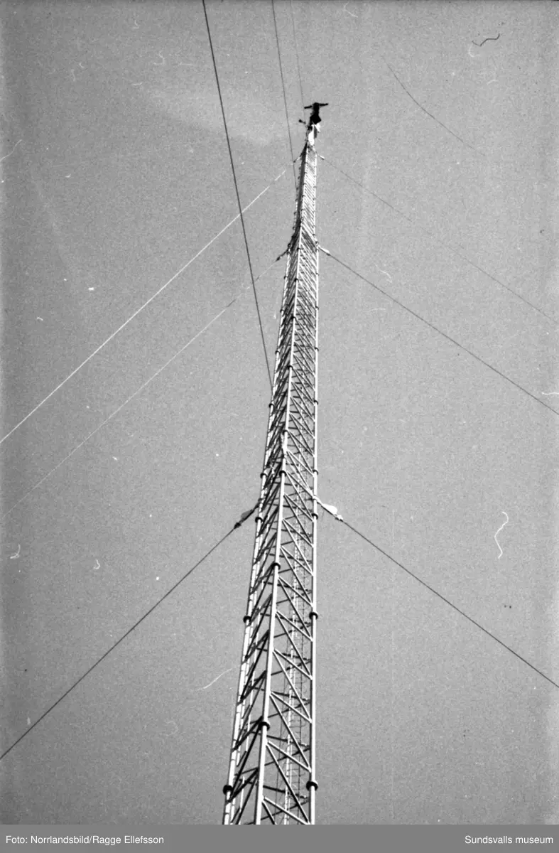 TV-masten på Södra berget, 220 meter, under byggnation. - Sundsvalls ...