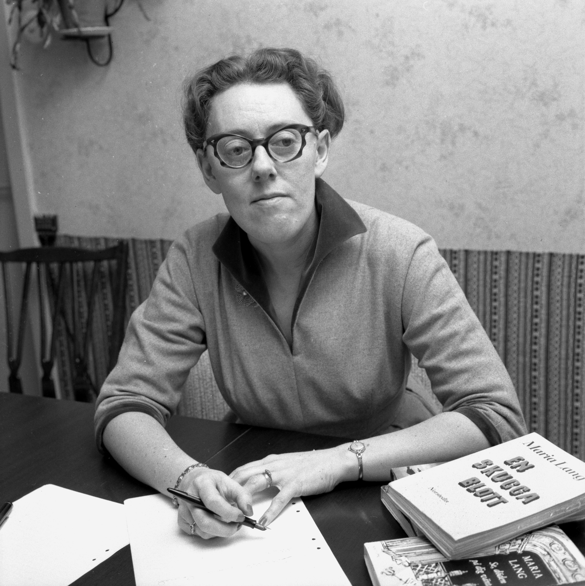 Maria Lang i Nora. Januari 1956. - Örebro läns museum / DigitaltMuseum