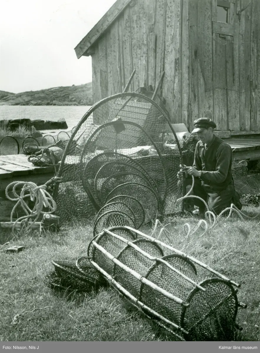Arbete med ryssja och ålhomma i Källskär. - Kalmar läns museum ...