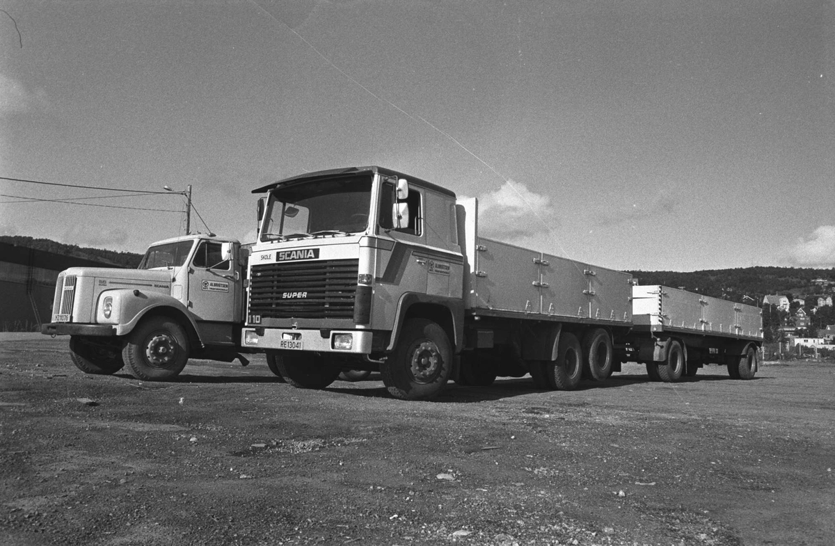 Lastebiler på Seljestad. - Sør-Troms Museum / DigitaltMuseum