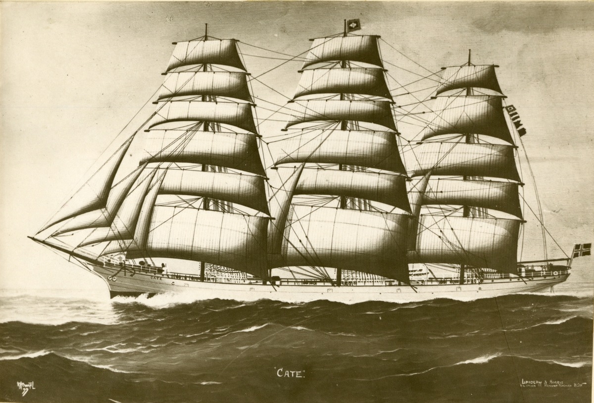 Fullrigger 'Cate' (ex norsk 'Komet')(b.1892, A. Rodger & Co., Pt ...