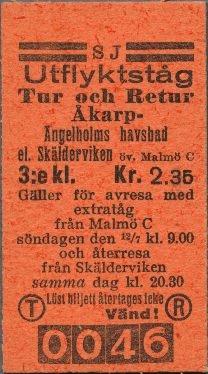 Tur- och returbiljett - Järnvägsmuseet / DigitaltMuseum