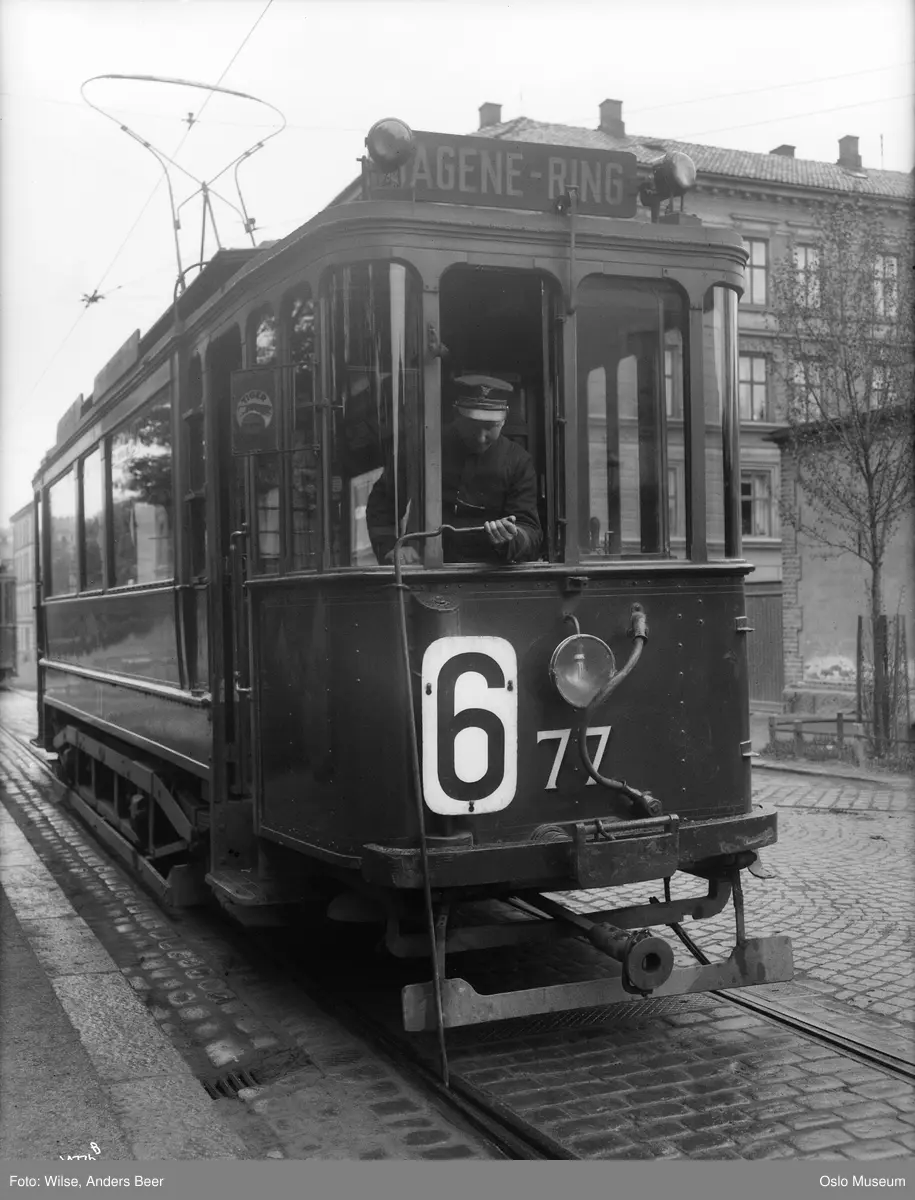 Sagene-Ring, trikk i Sporveisgata. - Oslo Museum / DigitaltMuseum