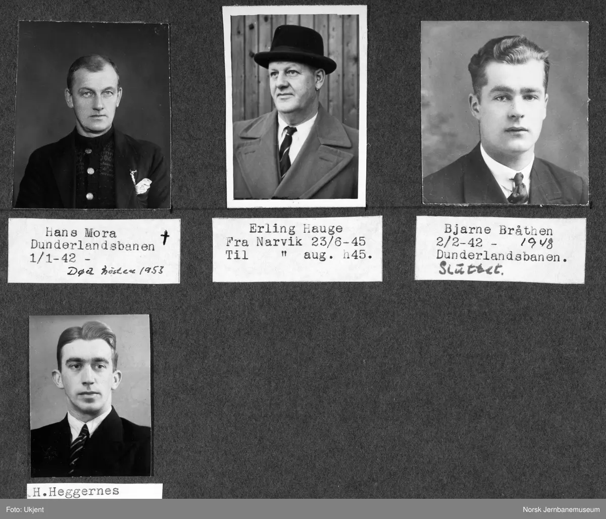 Personalbilder fra Mo i Rana stasjon : lokomotivførerne Mora, Hauge ...