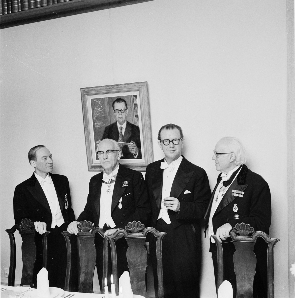 Kalmar nation, porträttavtäckning professor Tord Palander målad av ...