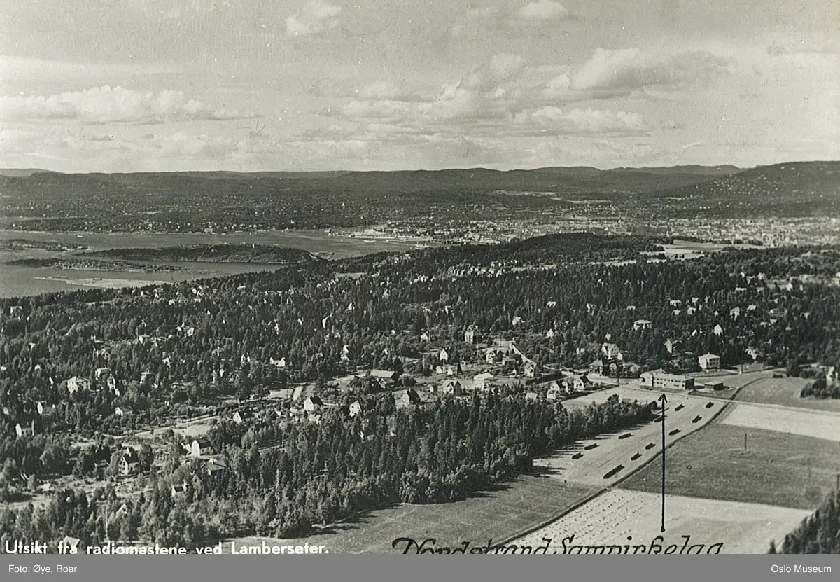 Utsikt fra radiomastene ved Lambertseter. - Oslo Museum / DigitaltMuseum